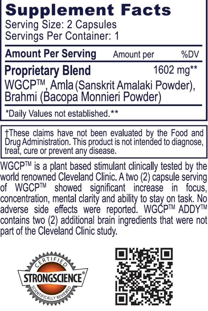 WGCPADDY® Focus - 30 Capsule Bottle - WGCPAddy